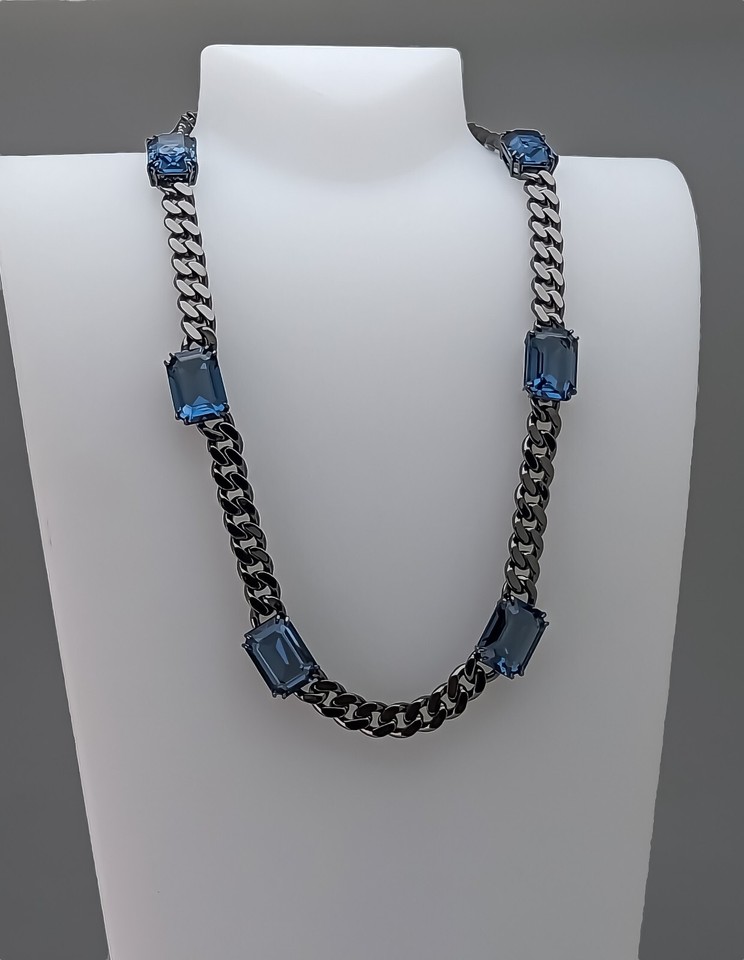 New 100% Authentic SWAROVSKI Brand Ruthenium Blue Millenia Necklace ...