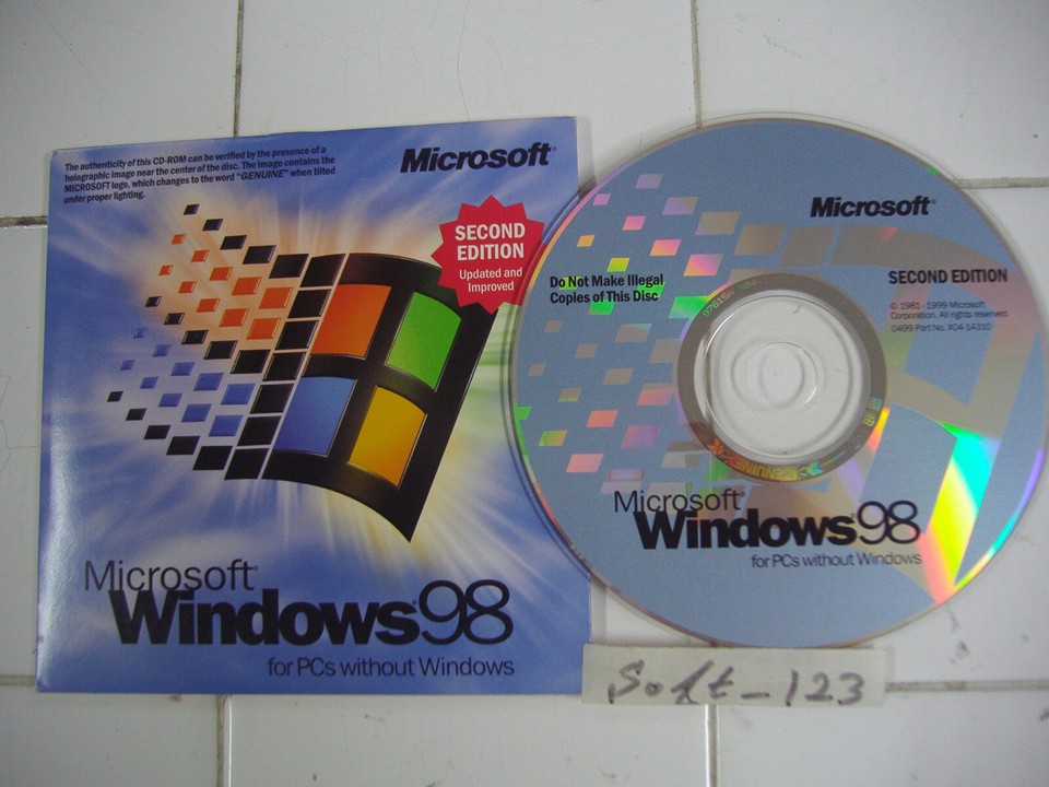 MICROSOFT WINDOWS 98 SECOND EDITION FULL OPERATING SYSTEM MS WIN 98 SE ...