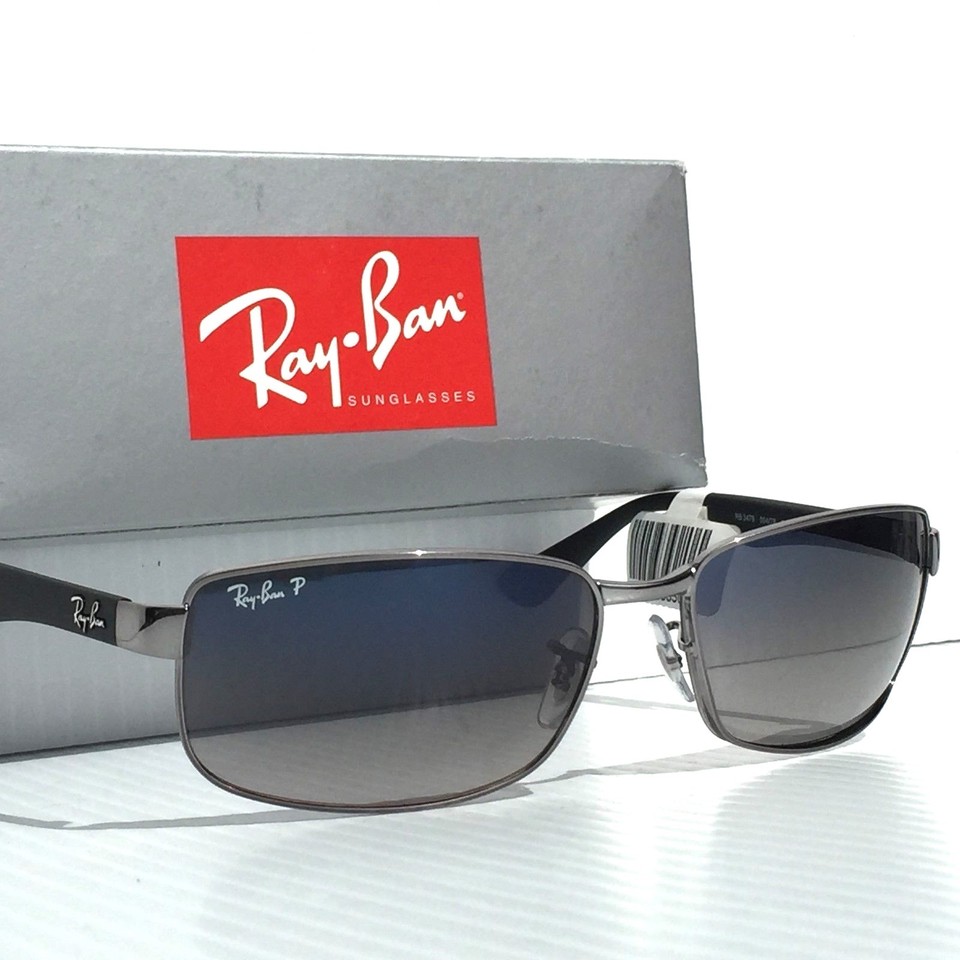 NEW* Ray Ban Gunmetal & Black w POLARIZED Grey Blue Lens Sunglass ...
