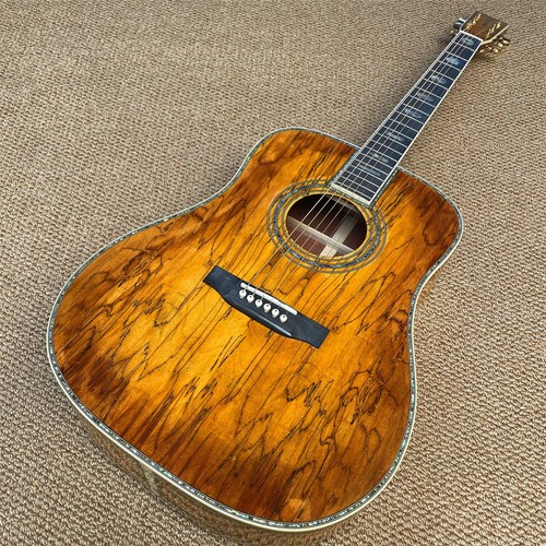 41 Inches D Type Custom Maple Acoustic Guitar Abalone Inlays Ebony ...
