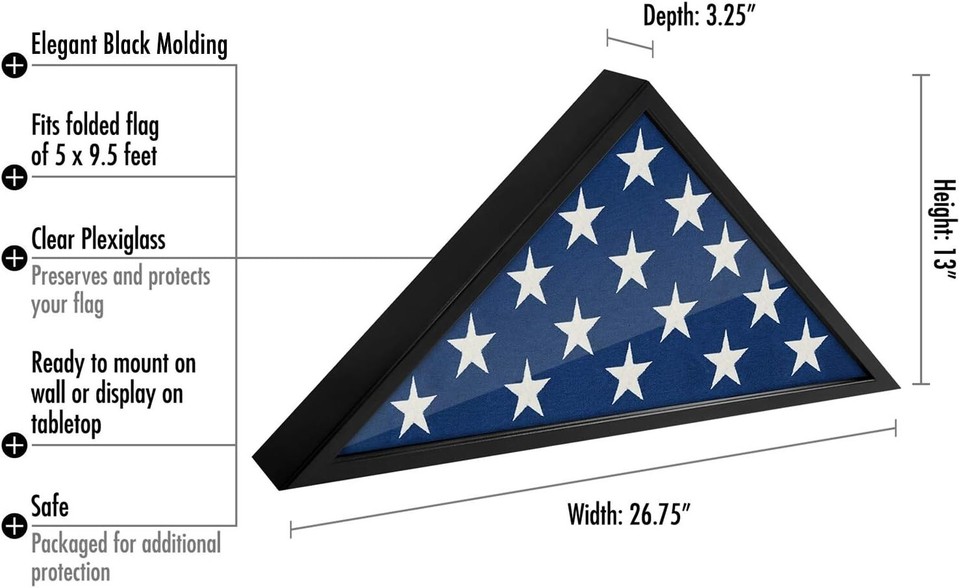Americanflat Large Flag Box Display Case for Burial Flag - Fits a ...