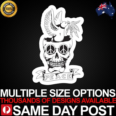 PEACE SKULL & BIRD B&W Vinyl Car Sticker Decal Cheap Cool Art Trippy ...