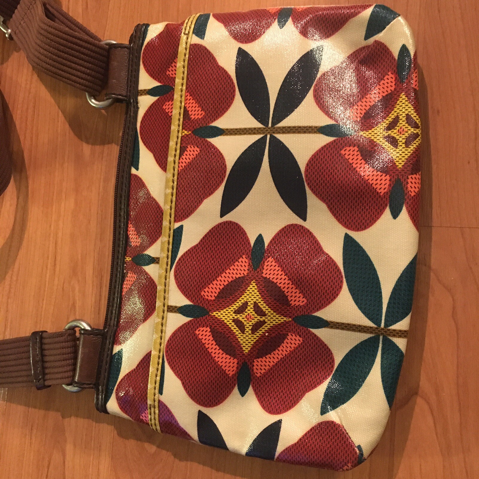 fossil Kay Per Coated Canvas Shoulder Messenger Bag - Gem