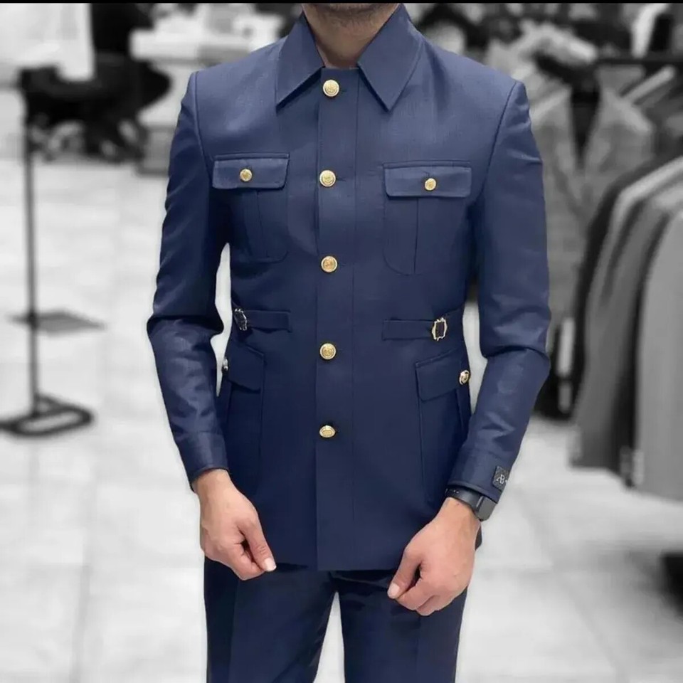 Business Men's Formal Suit Safari Jacket Outdoor Hunting Coat Pant ...