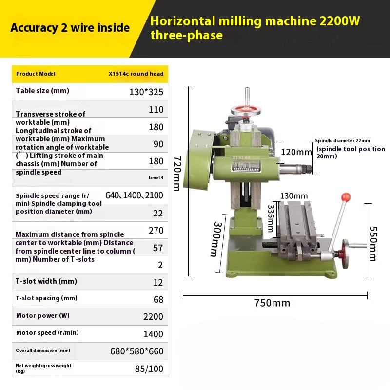 Simple Small Horizontal Milling Machine Slot Milling Grinding Machine ...