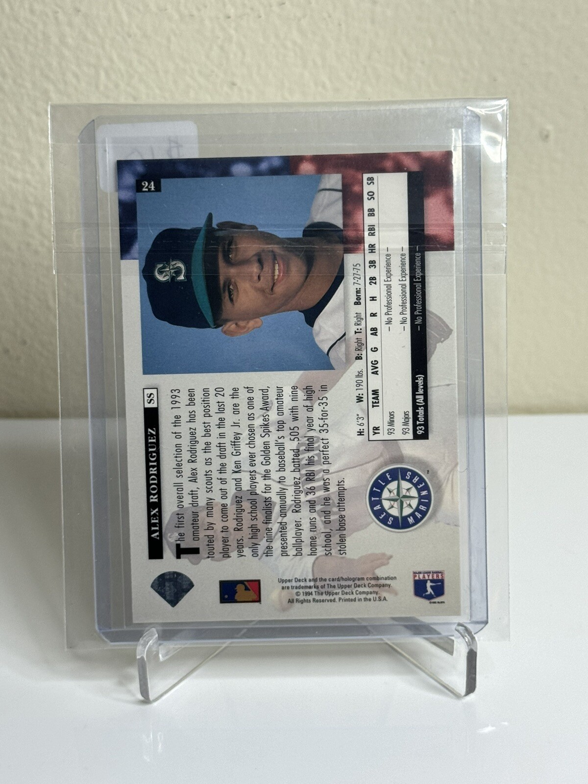 1994 Upper Deck Star Rookie Alex Rodriguez Rookie Card #24 Seattle ...