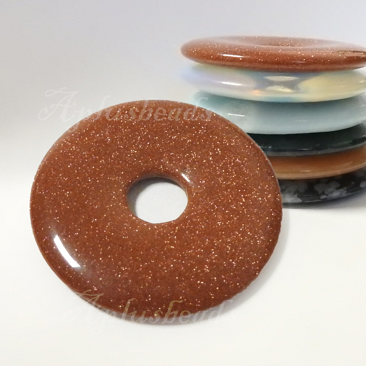 SALE Handcraft Natural Gem Stone 35mm 1 1/4" Donut Coin Pendant Pick ...