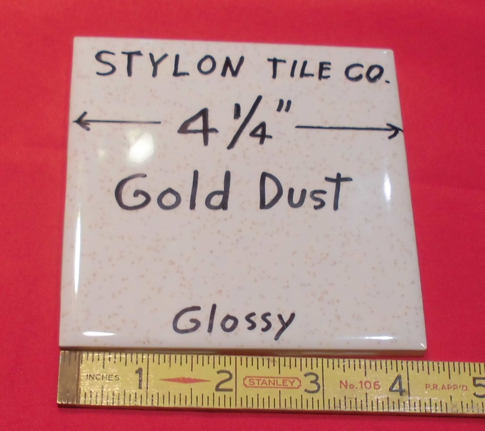 1 pc. Gold Dust: 4-1/4" Glossy Ceramic Tile by Stylon Co. white + gold ...