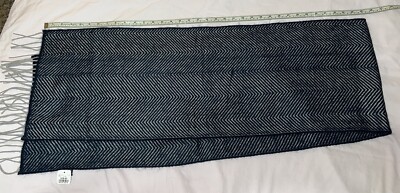 NWT Jos A Bank Mens Scarf Double Sided 100% Acrylic Navy Gray 12” X 70 ...