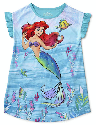 LITTLE MERMAID ARIEL Nightgown Pajamas Sleep Dress Shirt Toddler's Size ...