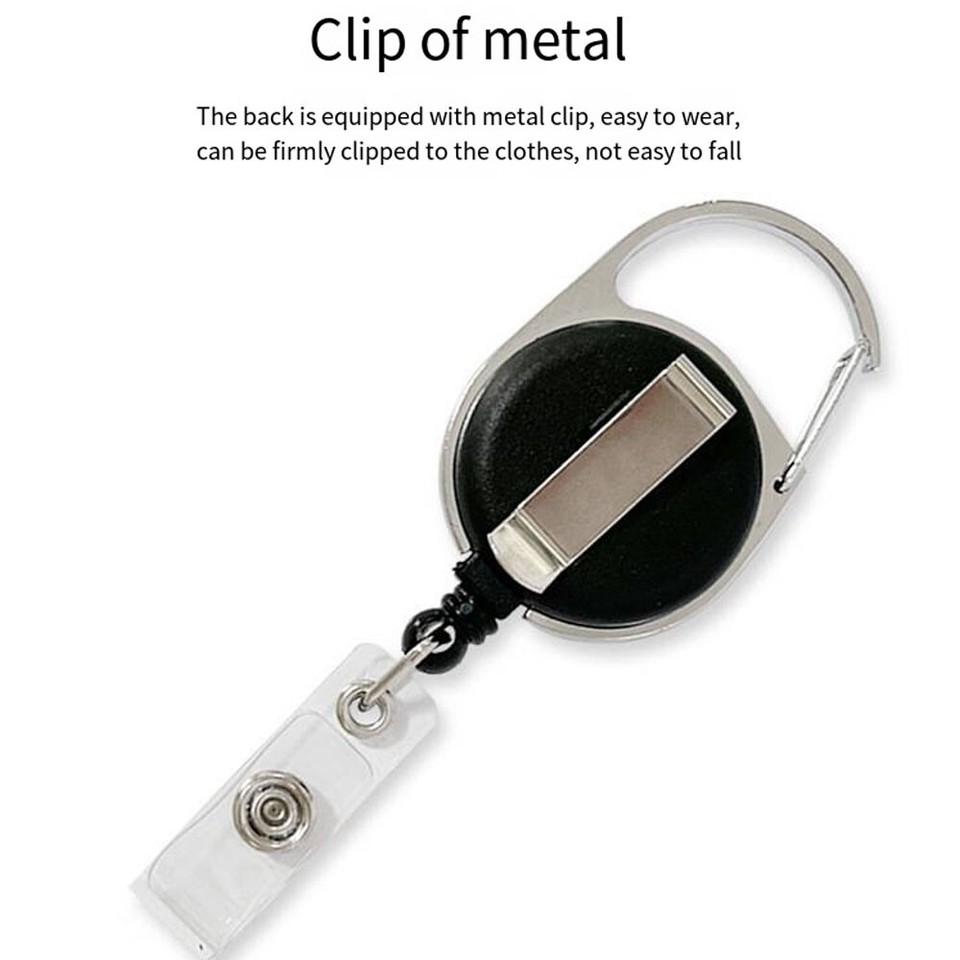 2PCS Retractable Key Chain Reel Holder Steel Belt Clip Heavy Duty Split ...