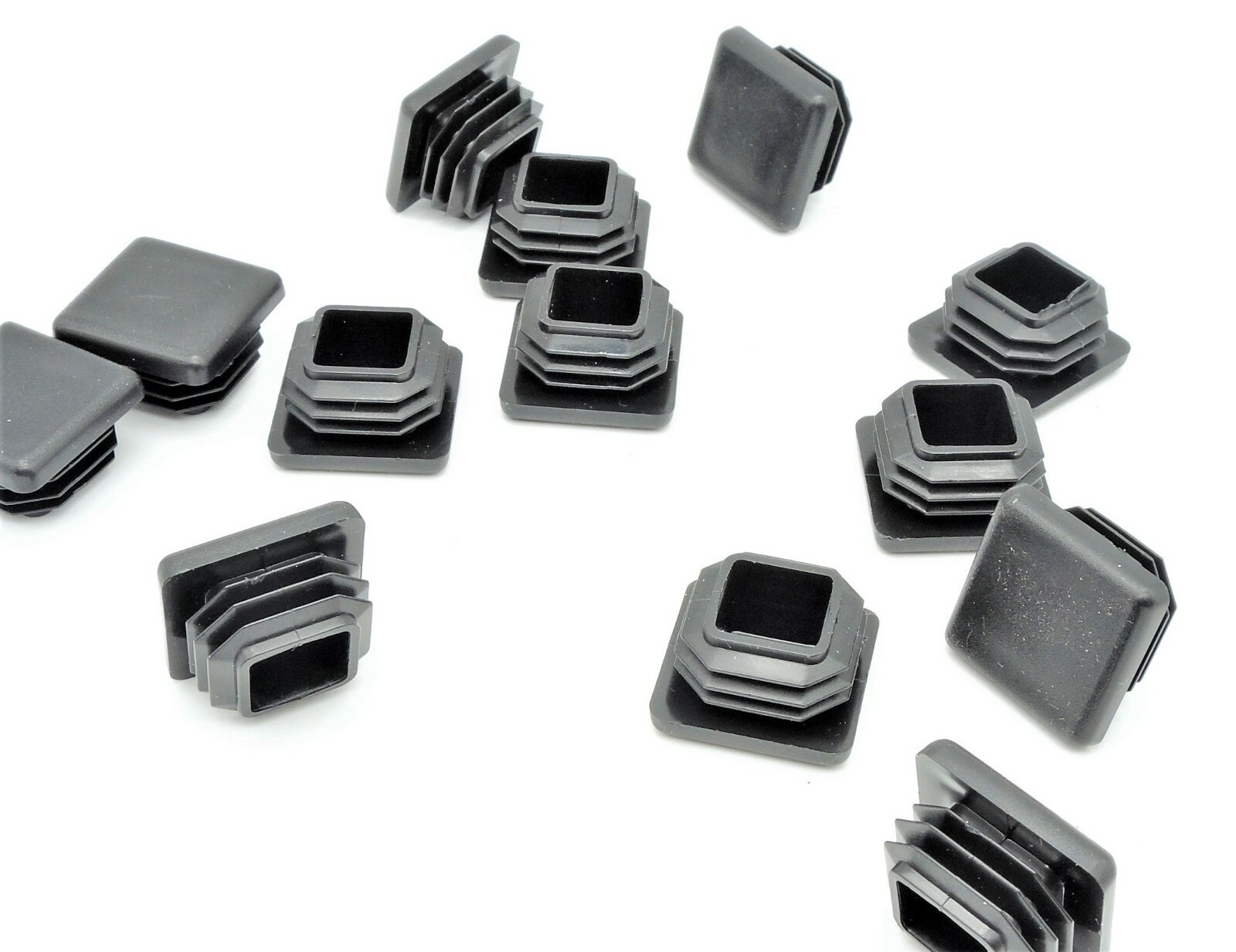 7/8" (22 mm) Square Tube End Plugs | Black PE Chair Glide Caps | Snap ...