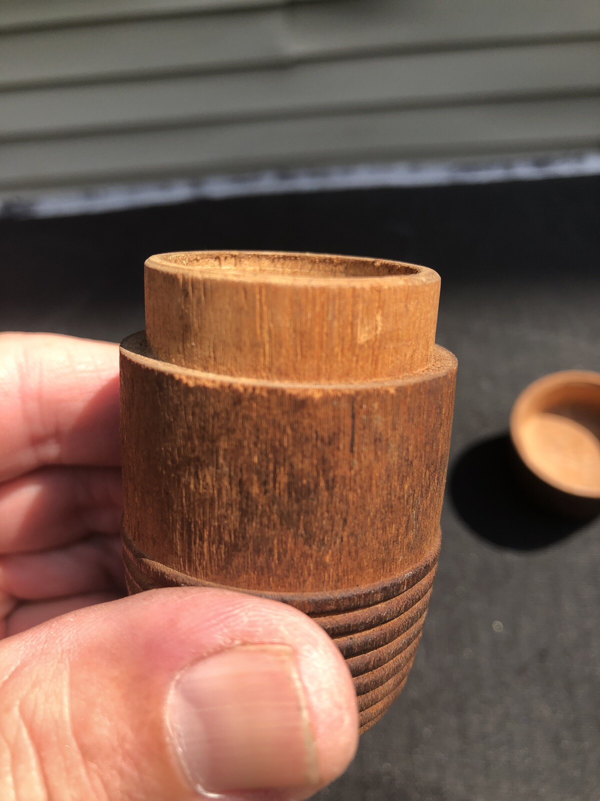 Antique Small Treen Wooden Barrel Container Jar Box Turned Ribbed | eBay