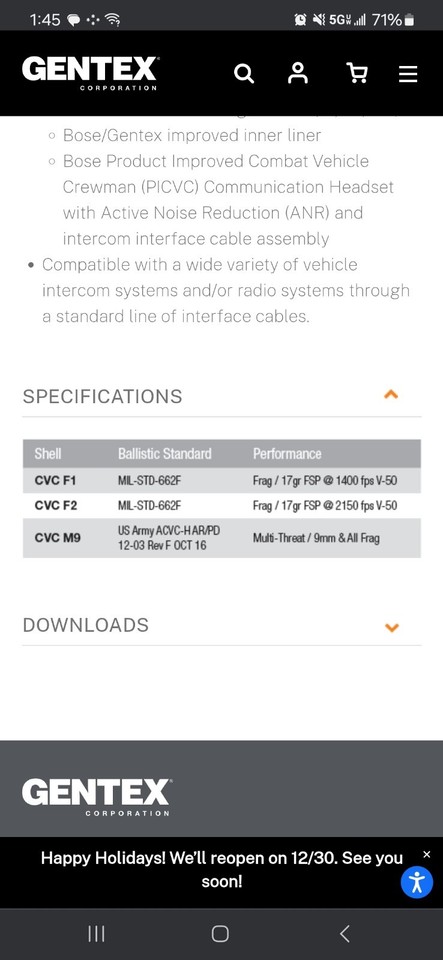 US Military DH132B M9 GENTEX CVC Ballistic High Cut Helmet Ops Core 4D ...