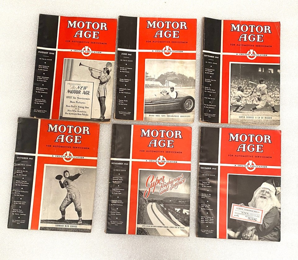 LOT OF 15 BEAUTIFULLY ILLUSTRATED 1940 MOTOR AGE MAGAZINES ...SEE ALL ...