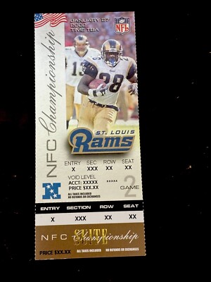 2001-2002 NFL NFC CHAMPIONSHIP GAME - EAGLES @ RAMS FOOTBALL FULL SUITE ...