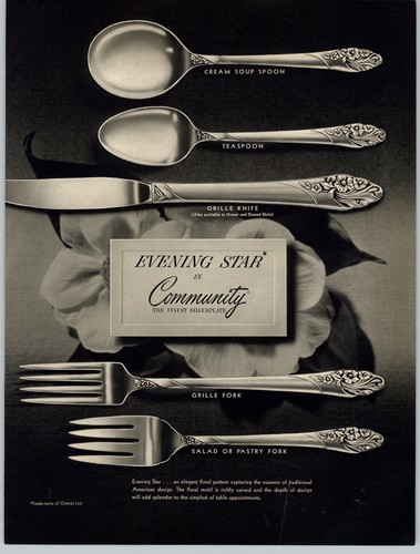 1954 PAPER AD Oneida Community Silver Silverware Evening Star Morning ...