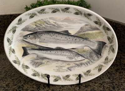 VINTAGE PORTMEIRION THE COMPLETE ANGLER WELSH SEA TROUT OVAL FISH PLATE ...
