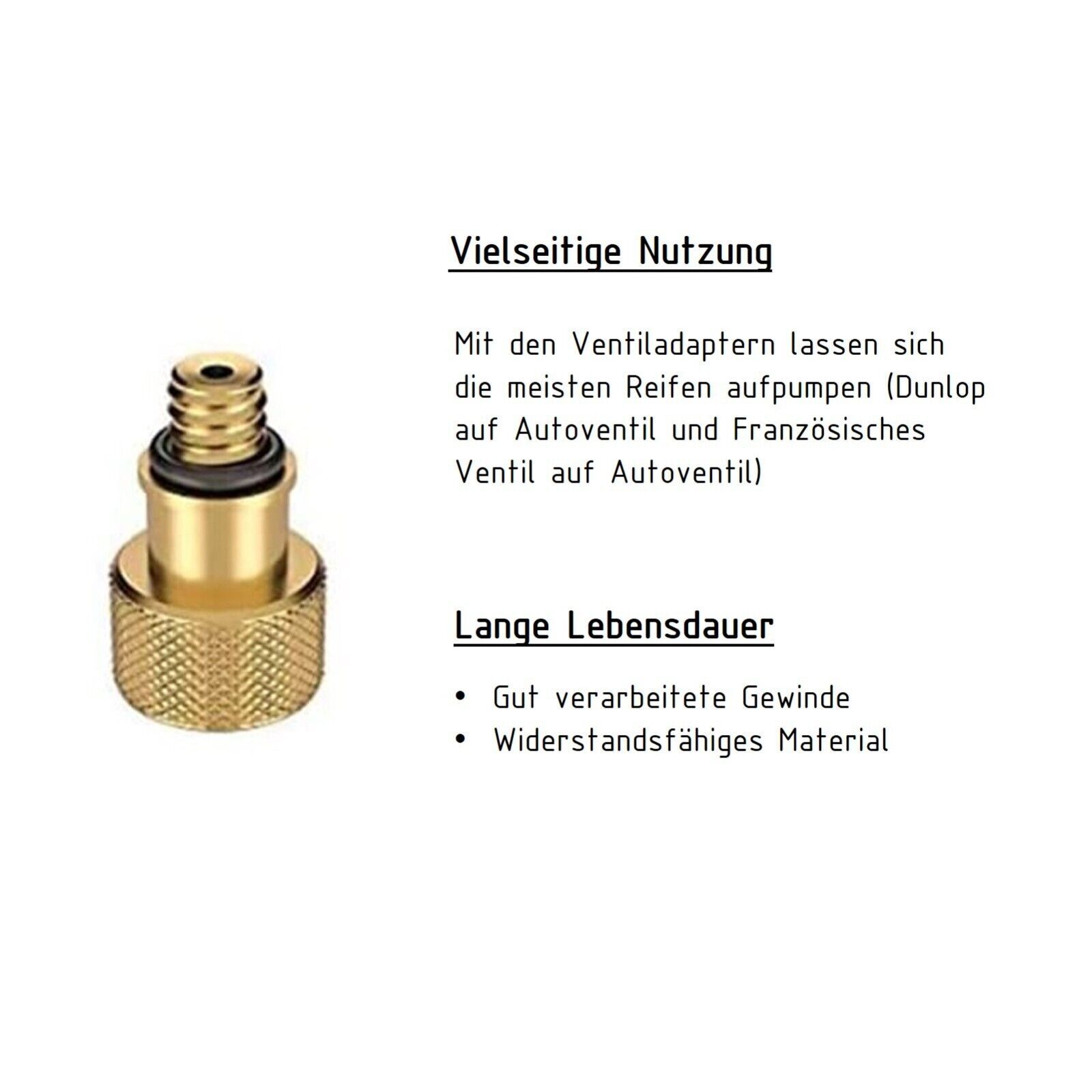 Fahrrad Ventil Adapter AV DV Dunlop Schrader Auto Autoventil Rad Reifen ...