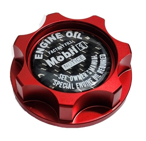 MOBILE 1 CARBON FIBER RED OIL CAP FOR NISMO 350z 370z 240SX ALUMINUM ...