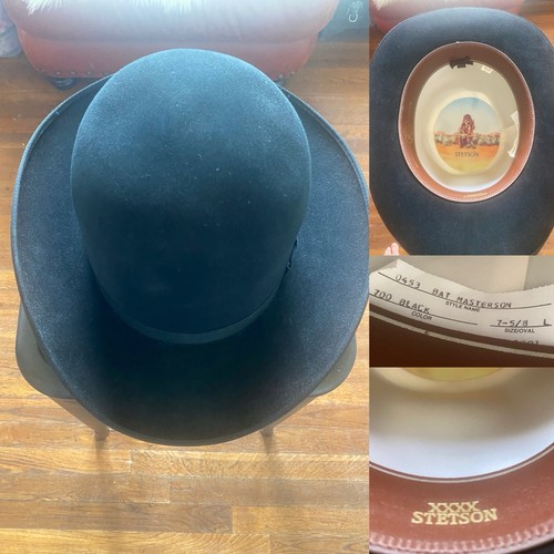 Vintage Stetson Hat Black XXXX 7 5/8 Long Oval Bat Masterson | eBay