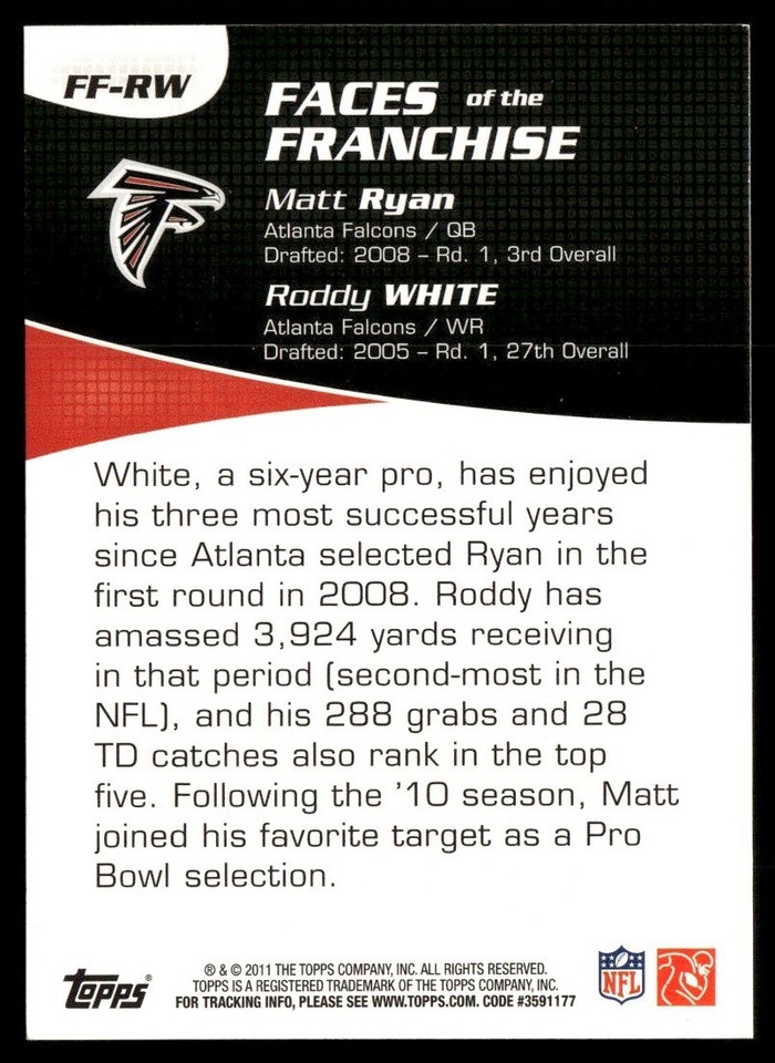 2011 Topps Faces of the Franchise Matt Ryan/Roddy White Atlanta Falcons ...