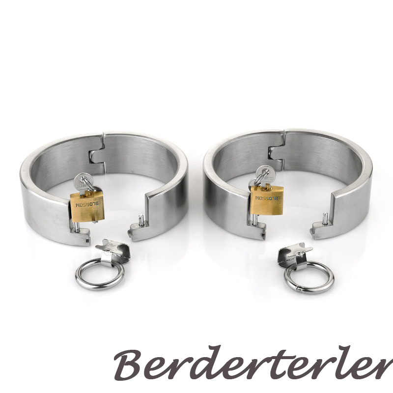 Stainless Steel Lockable Handcuffs Wrist Restraints Hand Cuffs Fetishs ...