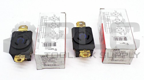 LOT OF 2 NEW LEGRAND PASS & SEYMOUR L620R TURNLOK RECEPT SGL 3W 20A ...