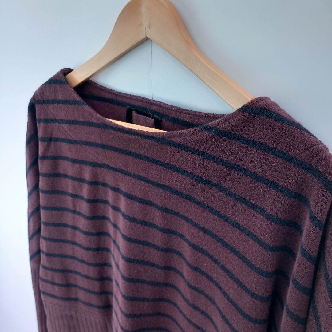 Voyage L Brown & Black Striped Jumper Top Terry Cloth Vintage 90's ...