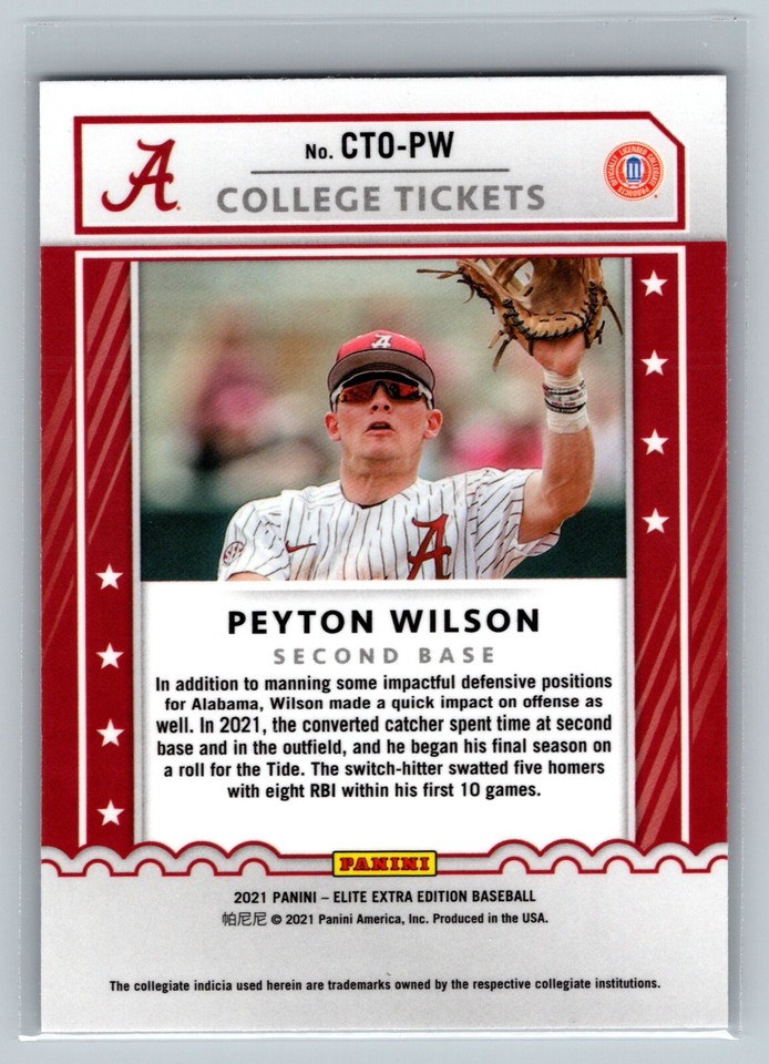 2021 Panini Elite Extra Edition #CTO-PW Peyton Wilson College Ticket ...