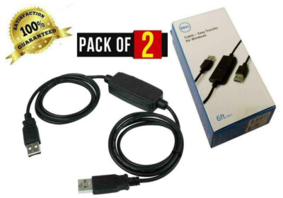 Lot of 2 Genuine Dell Easy Transfer USB 2.0 Cables 6ft for Windows ...