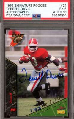 Terrell Davis Gem Mint 10 PSA DNA Signed 1995 Signature Rookies ...