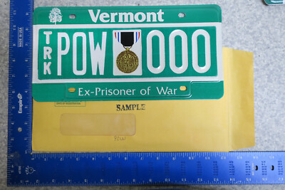 VERMONT VT LICENSE PLATE TAG SAMPLE TRUCK TRK PRISONER OF WAR POW ...