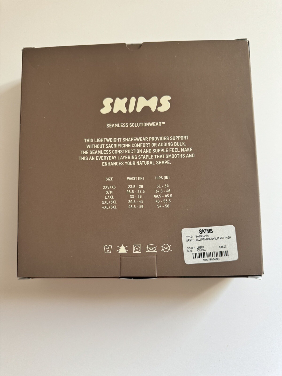 NEW in Box SKIMS Sculpting Bodysuit Mid-Thigh UMBER 4XL/5XL Nude ...