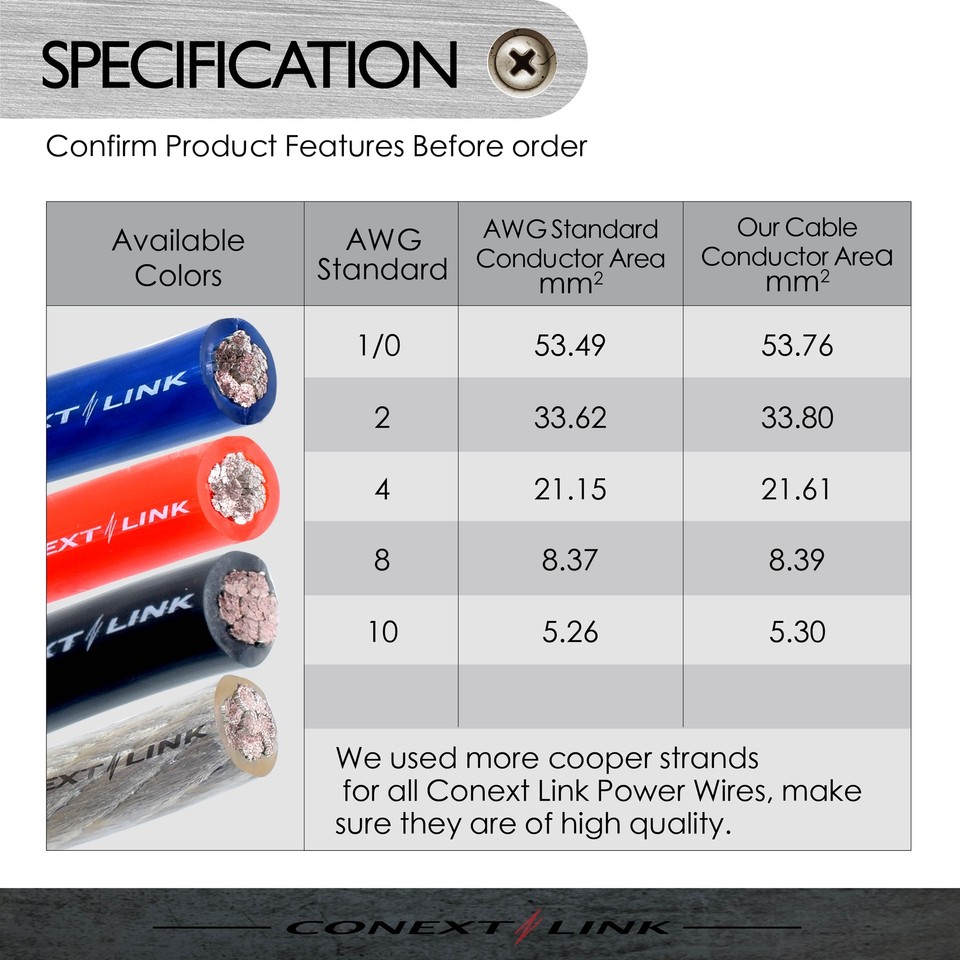 25ft 2GA AWG Car Amp Battery Power Cable Ground Wire Tinned OFC Copper ...