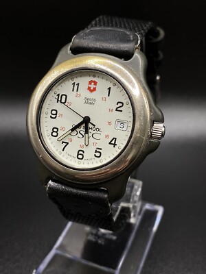 Vintage Swiss Army Old School OSCC Date Dial Unisex Black Wrist Watch ...