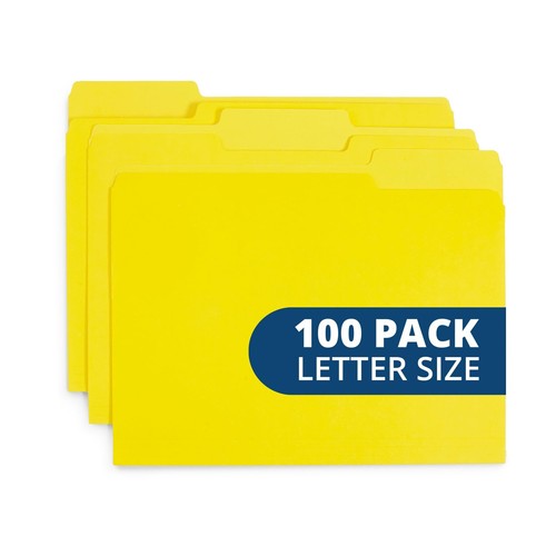 File Folder, 1/3 Cut Tab, Letter Size, Yellow, Great for Organizing and ...