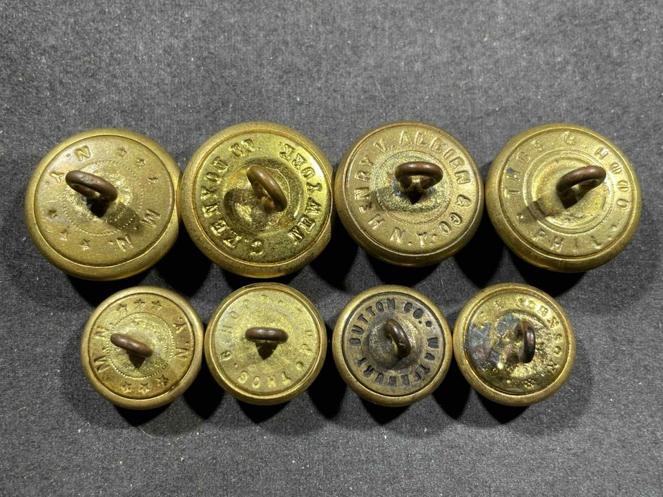 LOT x8 Indian Wars 1870s US Military General Service Buttons Dif Makers ...