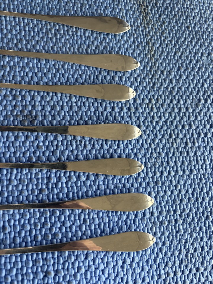 Set of 7 ICE TEA SPOONS Old Newbury Hand Wrought ONC Sterling Silver ...