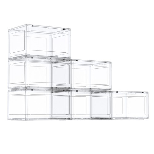 6-Packs Magnetic Drop Side Shoe Box Storage Containers Sneaker Display ...