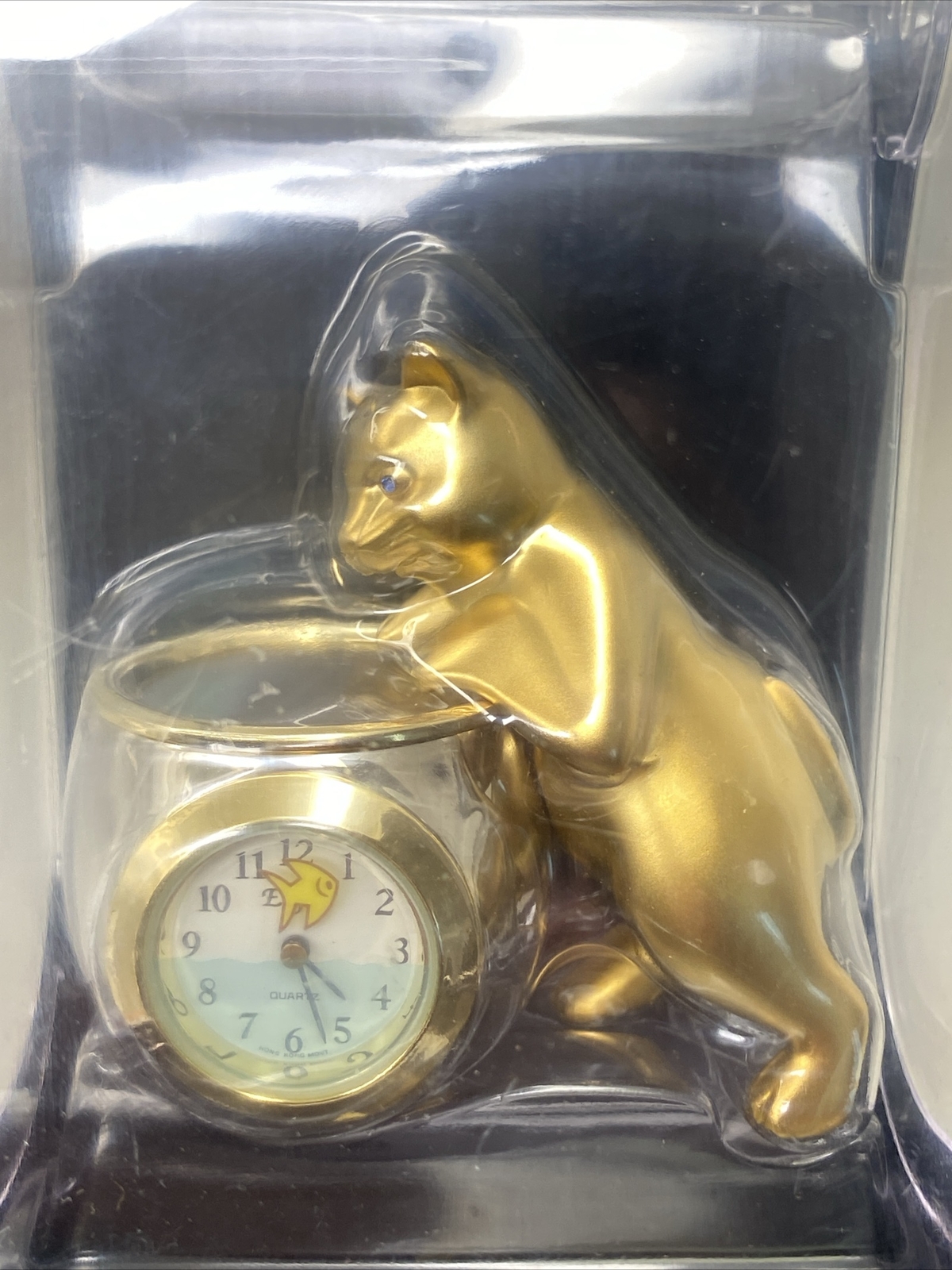 Elgin+Cat+Fishbowl+Collectible+Mini+Clock+In+Case+Analog+Fish+Minute ...