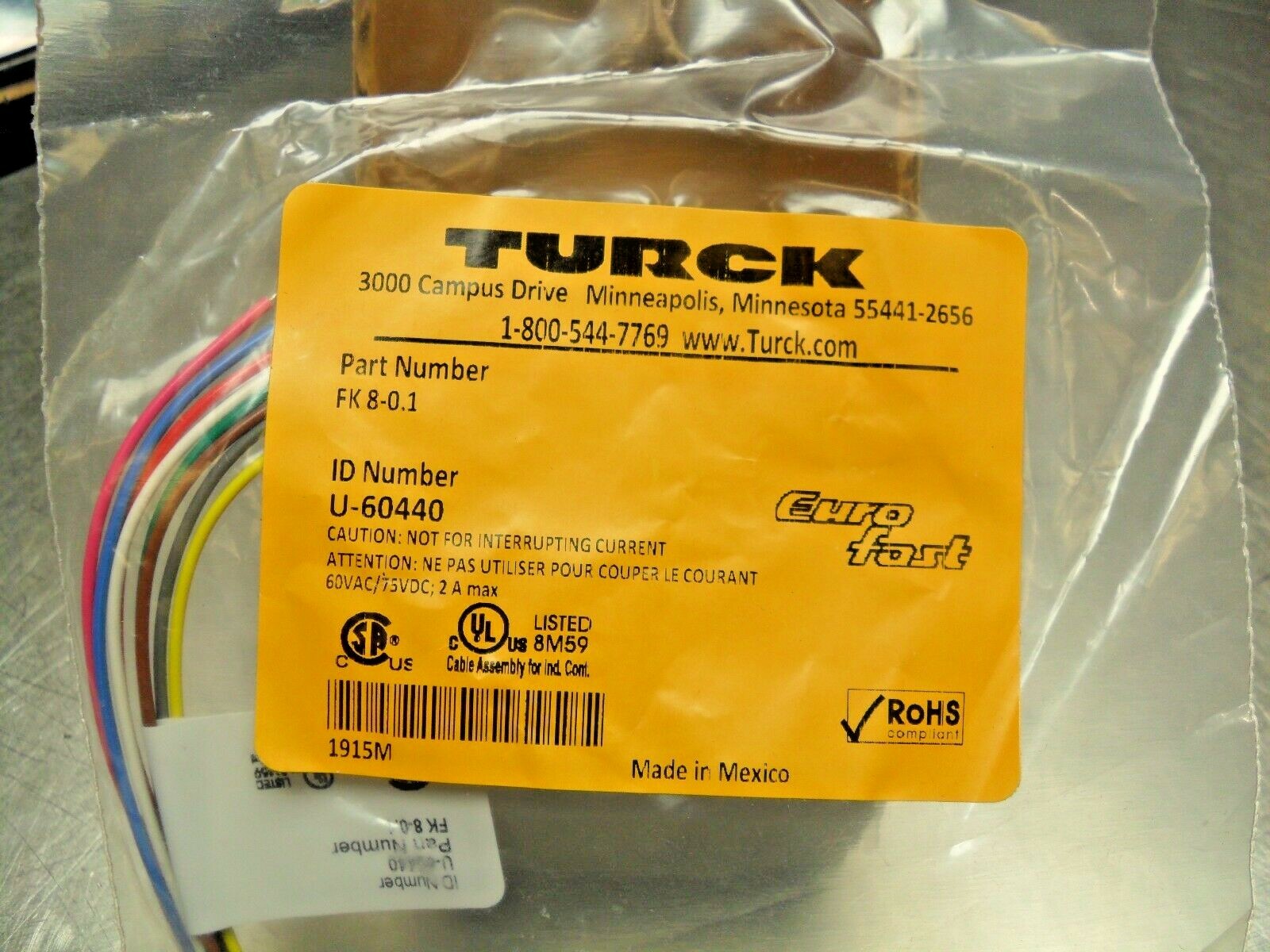 Turck FK8-0.1 EUROFAST RECEPTACLES - U60440 new sealed bag | eBay