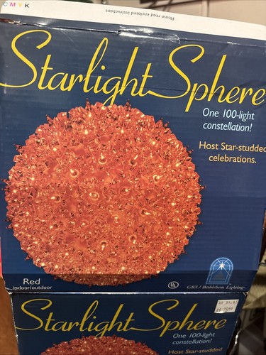 Vintage STARLIGHT SPHERE 100 Red Lights Hanging 7"Ball/Bethlehem ...