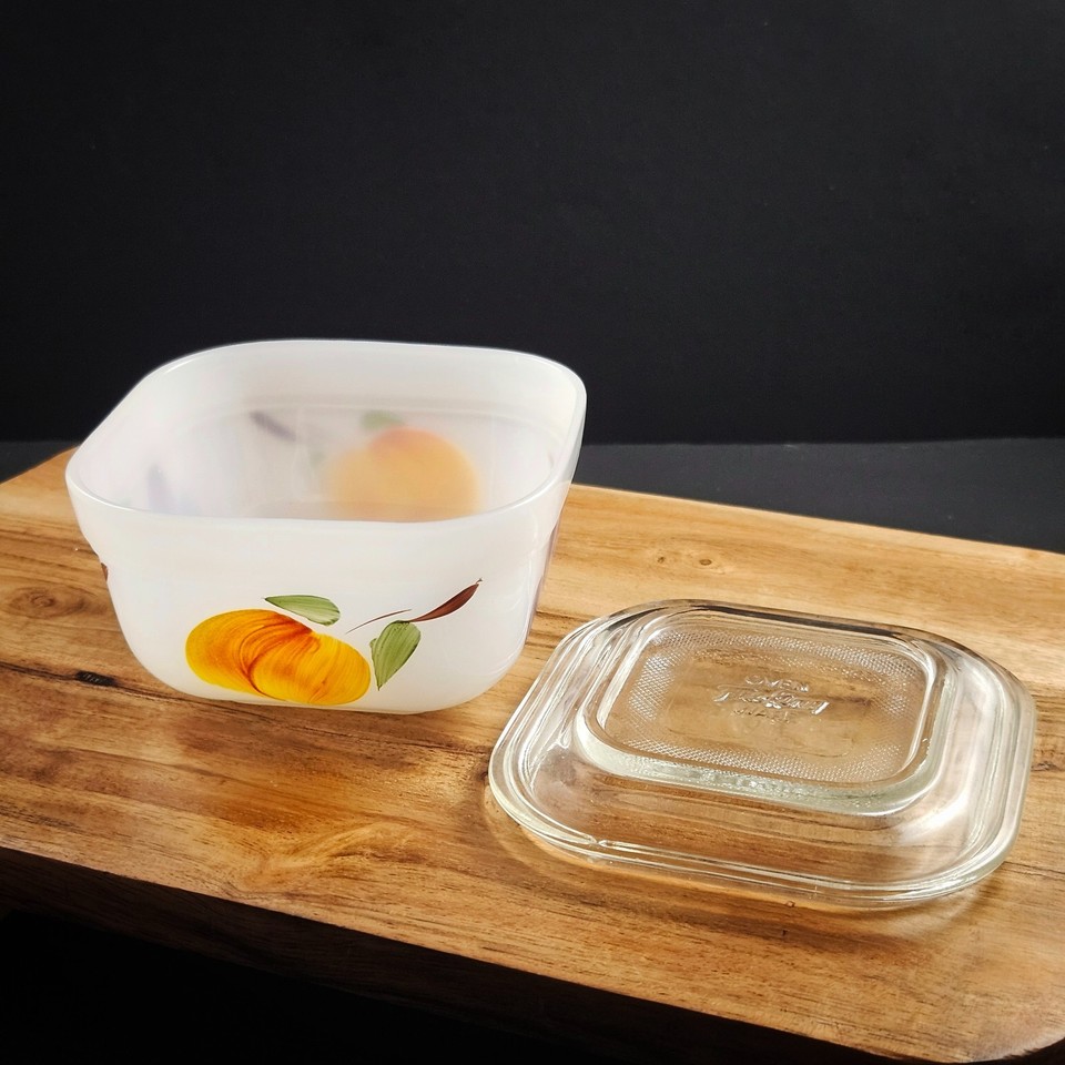 Vtg Fire King Anchor Hocking Gay Fad Hand Painted Square Refrigerator ...