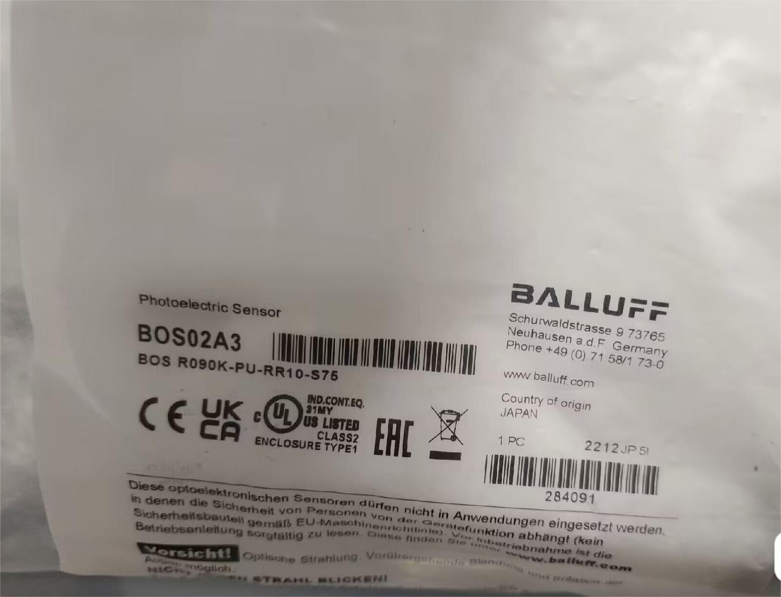 1pcs BALLUFF BOS02A3 BOS R090K-PU-RR10-S75 for sale online | eBay