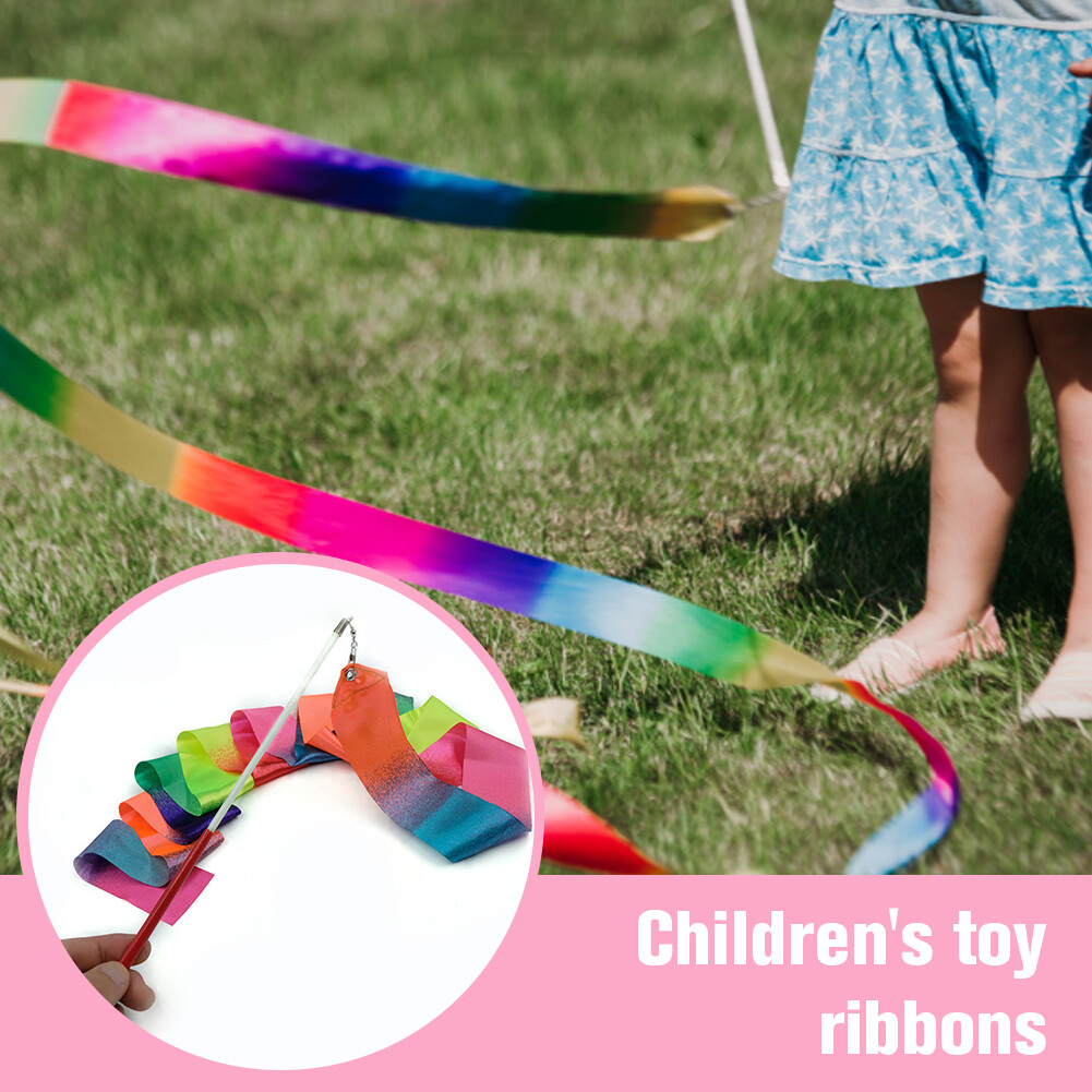 AU 2m Colorful Gym Ribbons Metal Eyelet Toy Ribbon Ballet Streamer for ...