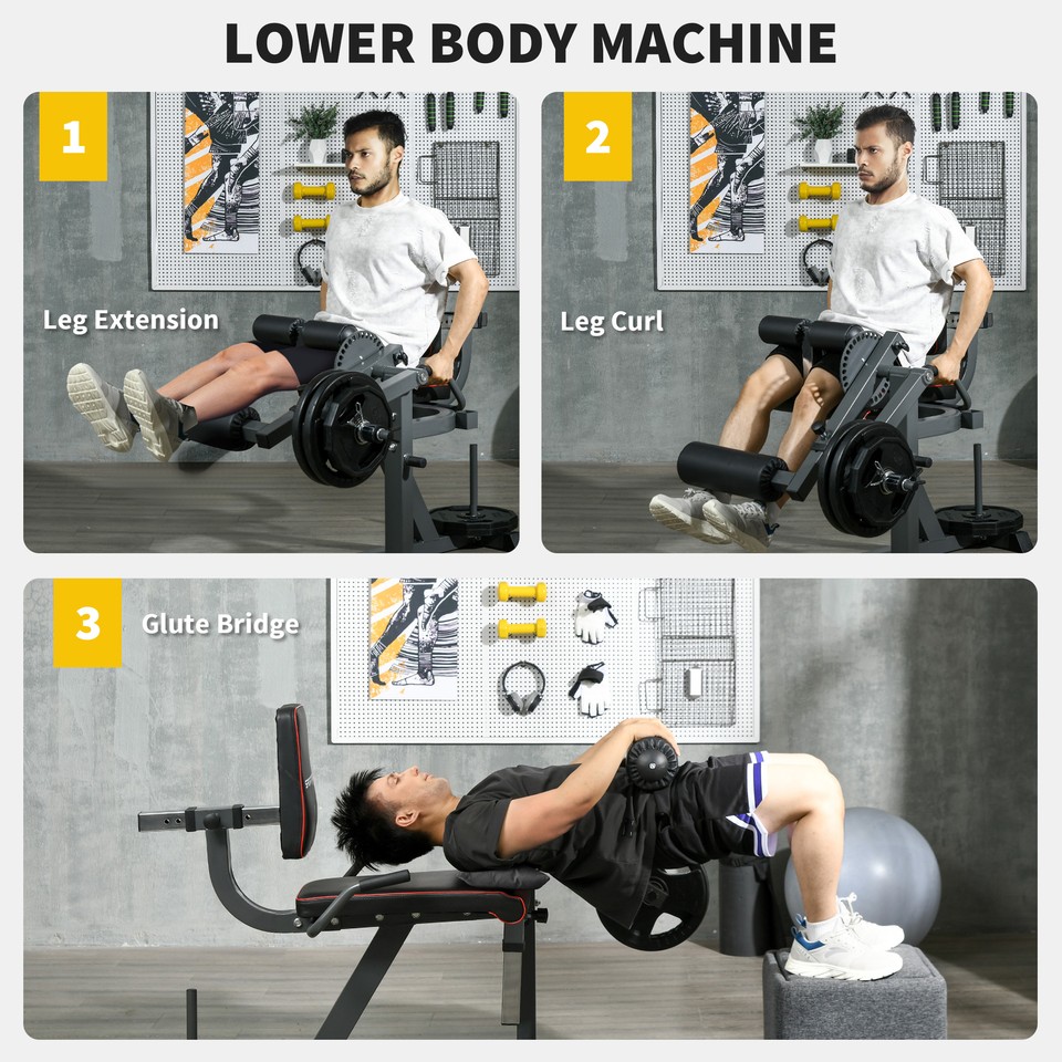 Seated Calf Raise Machine, Adjustable Leg Extension and Curl Machine ...