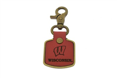 Wisconsin Badgers Key Chain Gold Red Leather Square | eBay