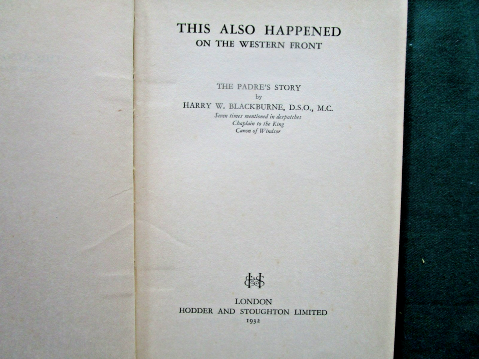 This Also Happened on the Western Front- Harry Blackburne | eBay UK