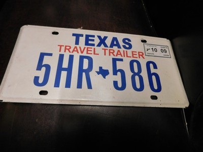 Texas License Plate TX Tag 5HR 586 Travel Trailer | eBay